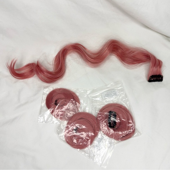 Hair | 3 For 12 Dusty Pink Rose Gold Clip In Synthetic Hair Extensions ...